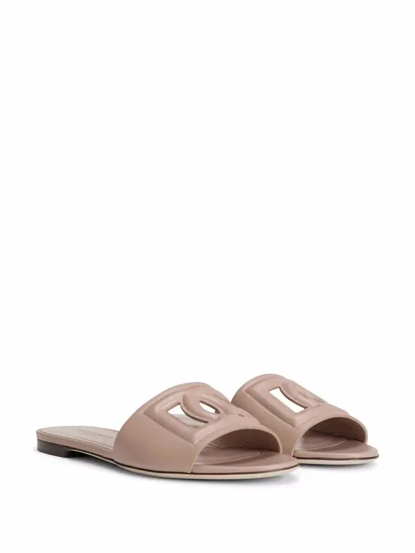 Dolce & Gabbana Dg Logo Leather Flat Sandals - Multicolor