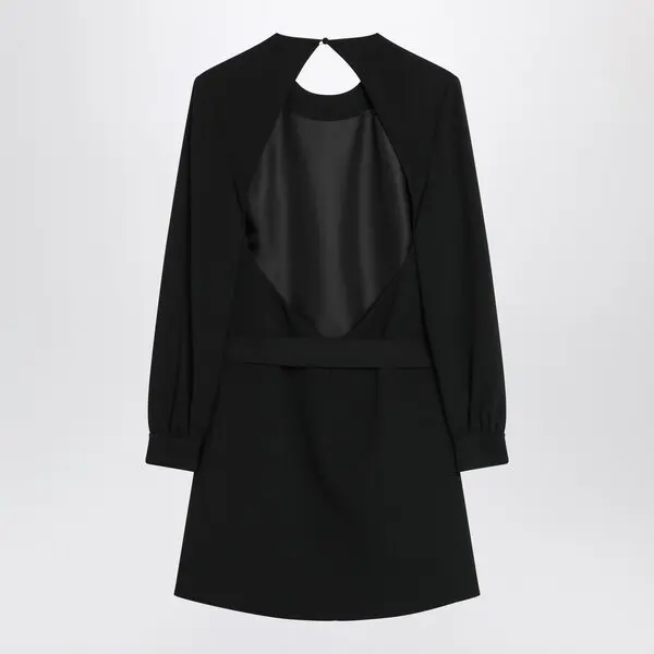 Saint Laurent Sable Mini Dress With Crystal Buckle Belt - Black
