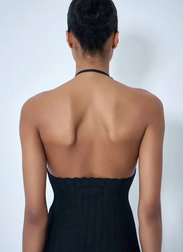 Jacquemus Halterneck Ribbed Knit Midi Dress