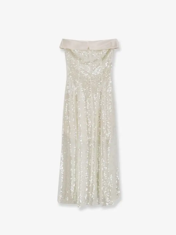 Alberta Ferretti Sequin Embellished Dress - Cream