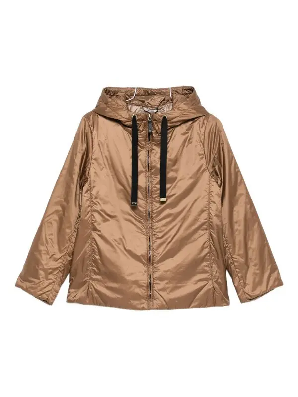 Max Mara Brown Nylon Zip-up Jacket With Hood - Multicolor