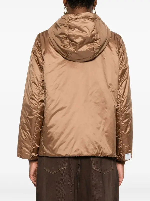 Max Mara Brown Nylon Zip-up Jacket With Hood - Multicolor