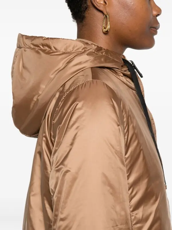 Max Mara Brown Nylon Zip-up Jacket With Hood - Multicolor