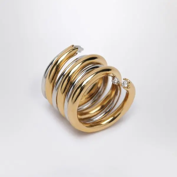 PANCONESI Spiral Ring In Gold And Tone - Silver