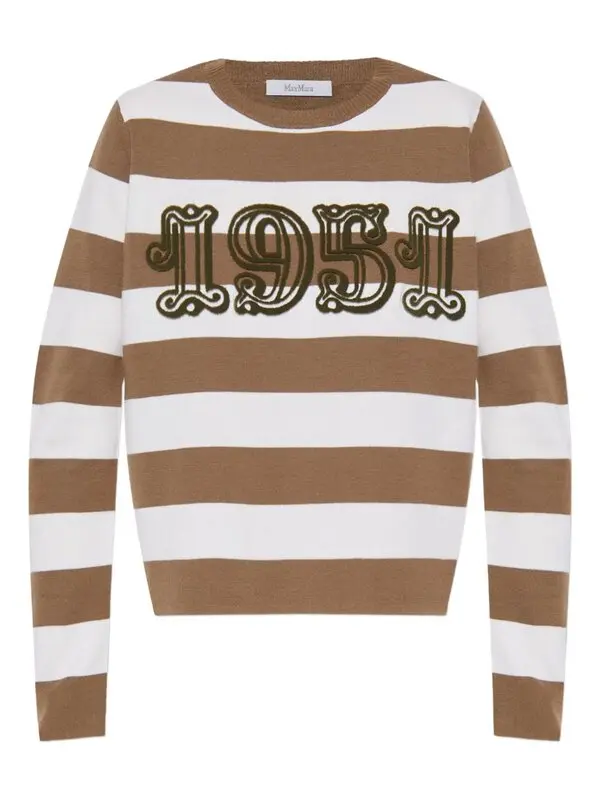 Max Mara Striped Wool Sweater With 1951 Text Design - Multicolor