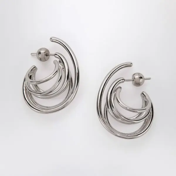 PANCONESI Rhodium-plated Copper Sculptural Hoop Earrings - Silver