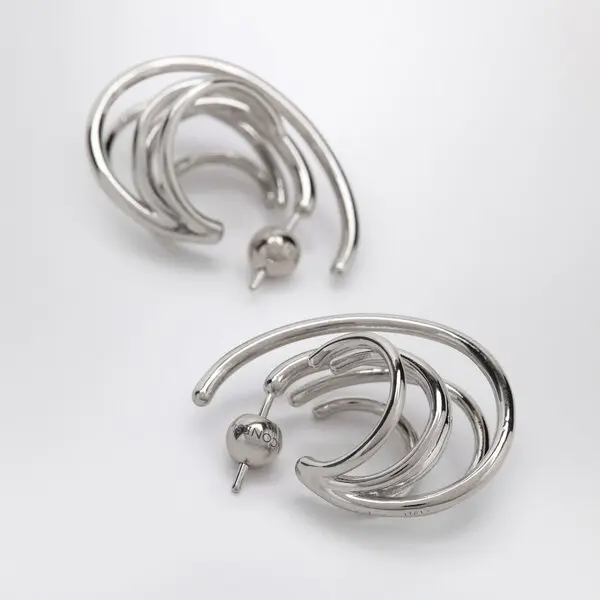 PANCONESI Rhodium-plated Copper Sculptural Hoop Earrings