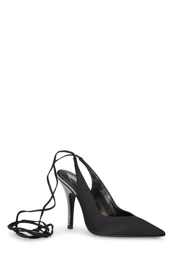 Attico Pointed Toe Slingback Pumps With Embellished Heel - Multicolor