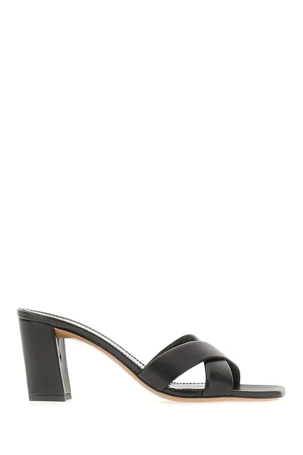 Paris Texas Black Leather Mule With Block Heel