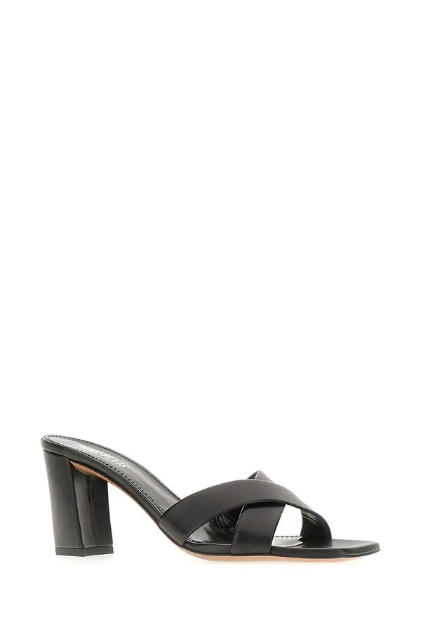 Paris Texas Black Leather Mule With Block Heel - Multicolor