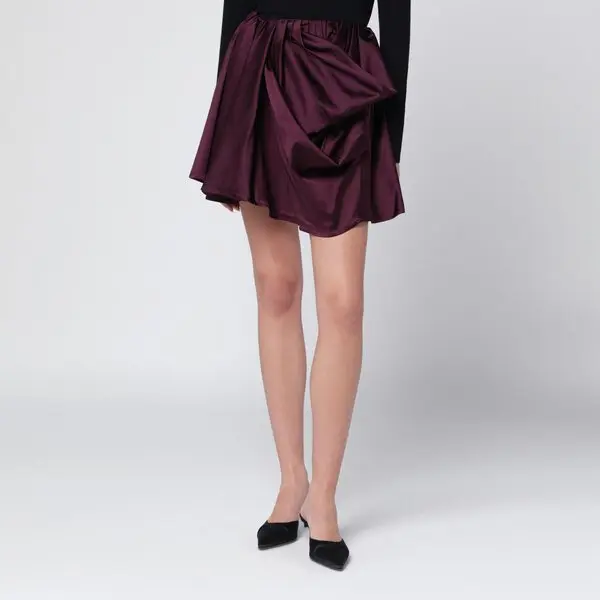 GANNI Mauve Draped Mini Skirt - Red