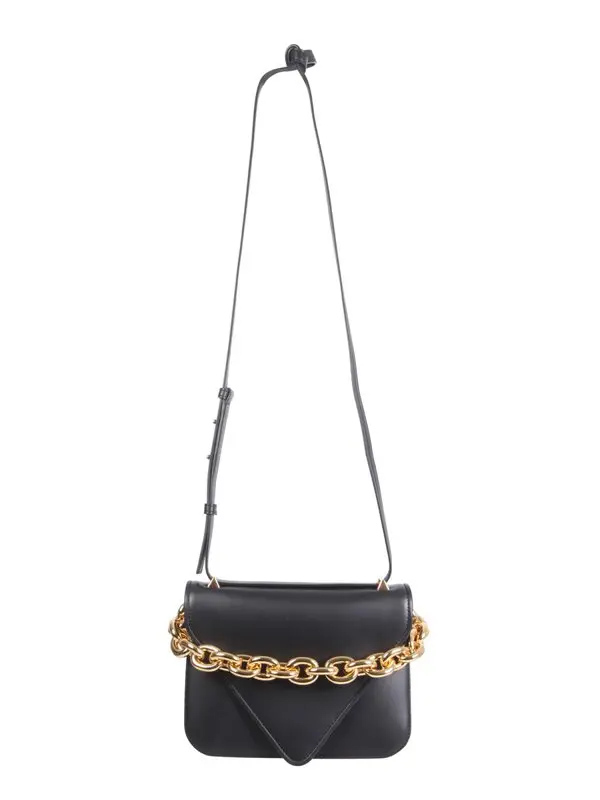 Bottega Veneta Suede Envelope Bag With Extra Large Chain Handle - Black