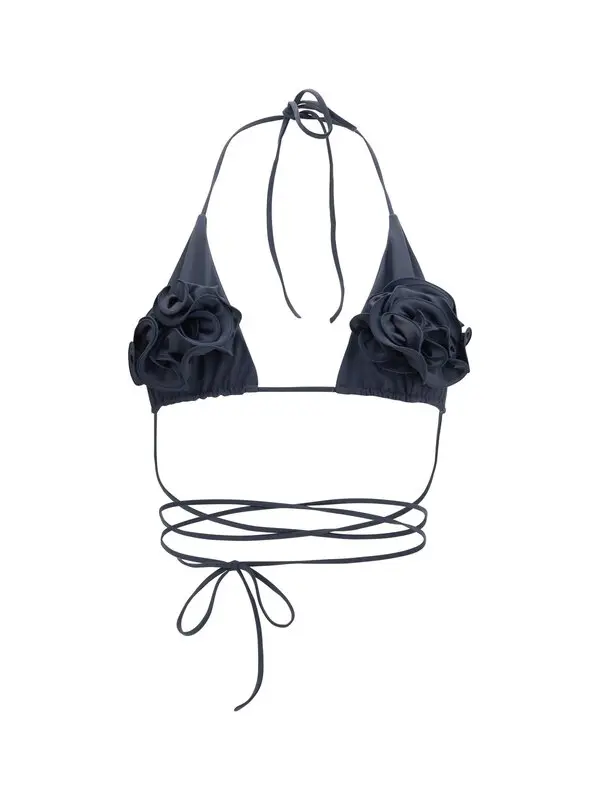 Magda Butrym Floral Embellished Triangle Bikini Top - Gray