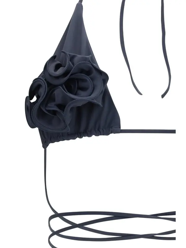 Magda Butrym Floral Embellished Triangle Bikini Top - Gray