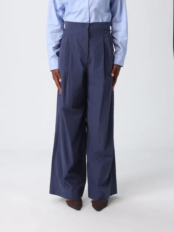 Max Mara Wide Leg Cotton Pants - Blue