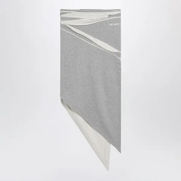 Attico Asymmetric Cotton Skirt With Embroidered Logo - Gray