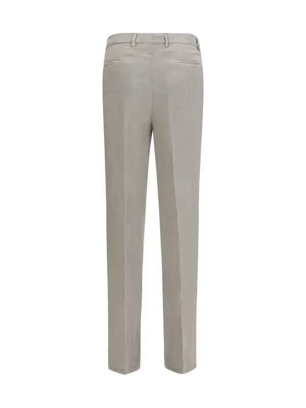Brunello Cucinelli Garment Dyed Ginen Gabardine Pants - Gray
