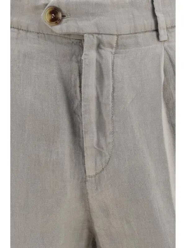 Brunello Cucinelli Garment Dyed Ginen Gabardine Pants - Gray