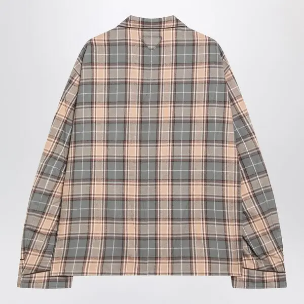 Prada Steel/cameo Checked Cotton Shirt