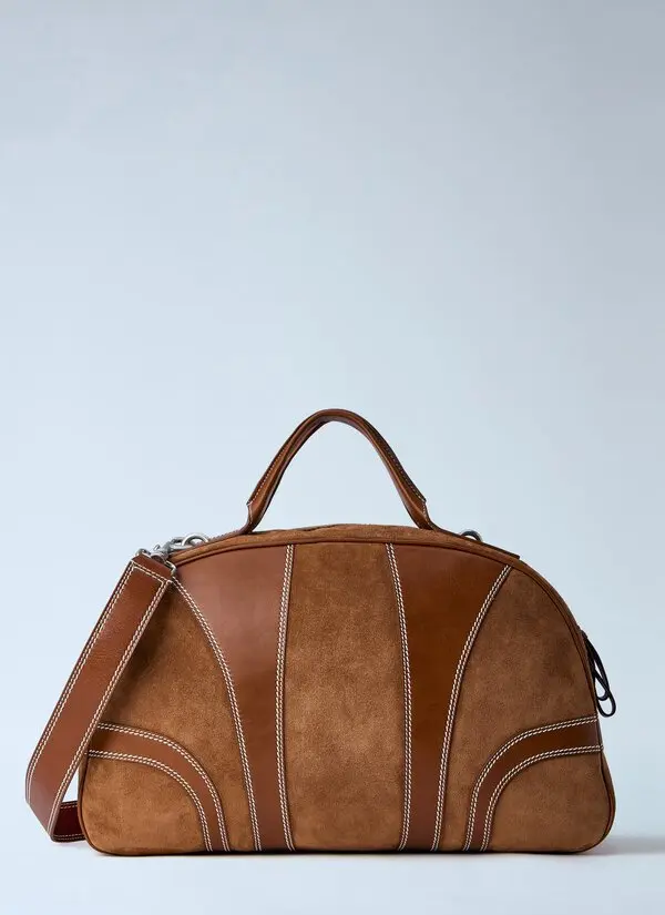 Dries Van Noten Suede And Leather Trimmed Duffel Bag - Brown