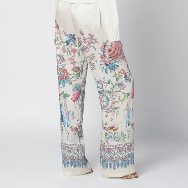 Etro Wide-leg Trousers With Floral Print