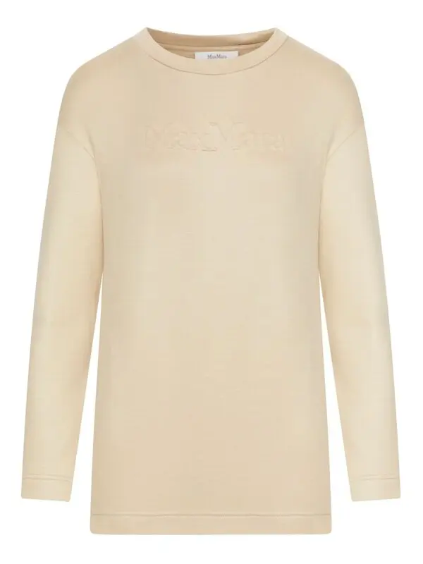 Max Mara Crewneck Cotton Sweatshirt With Embossed Logo - Multicolor