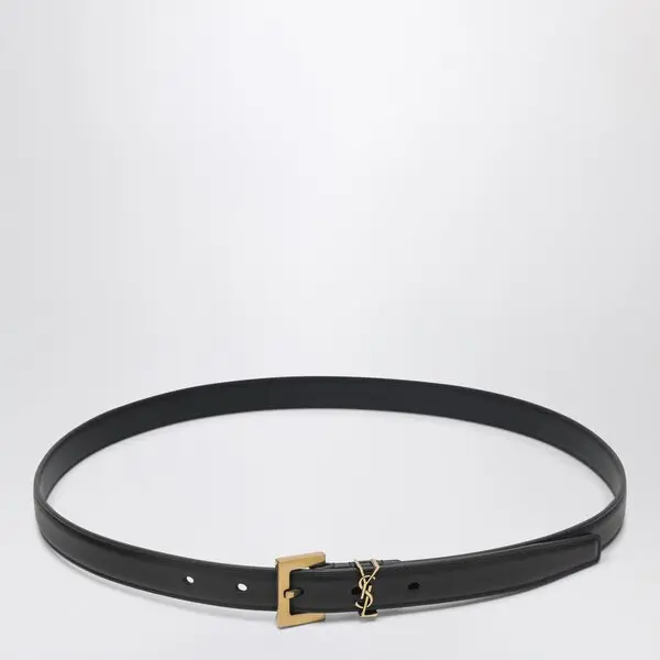 Saint Laurent Cassandre Leather Belt - Black