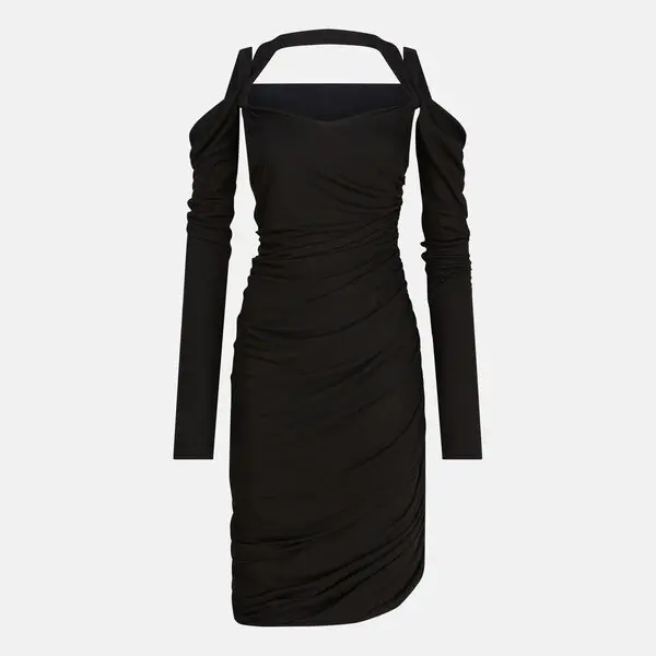 Attico Viscose Crêpe Midi Dress - Black
