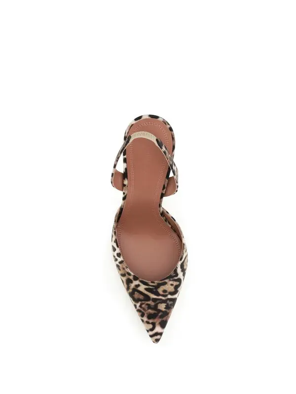 Amina Muaddi Holli Leopard Print Slingback Pumps - Multicolor