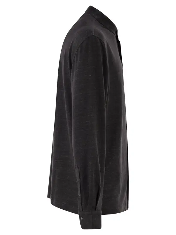 Brunello Cucinelli Linen And Cotton Shirt With Band Collar