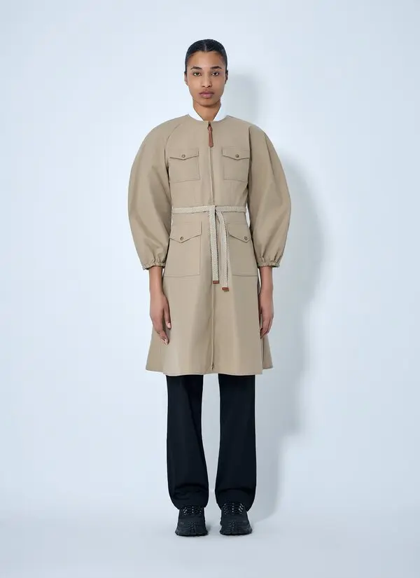 Moncler Belted Utility Jacket With Stand Collar - Cream