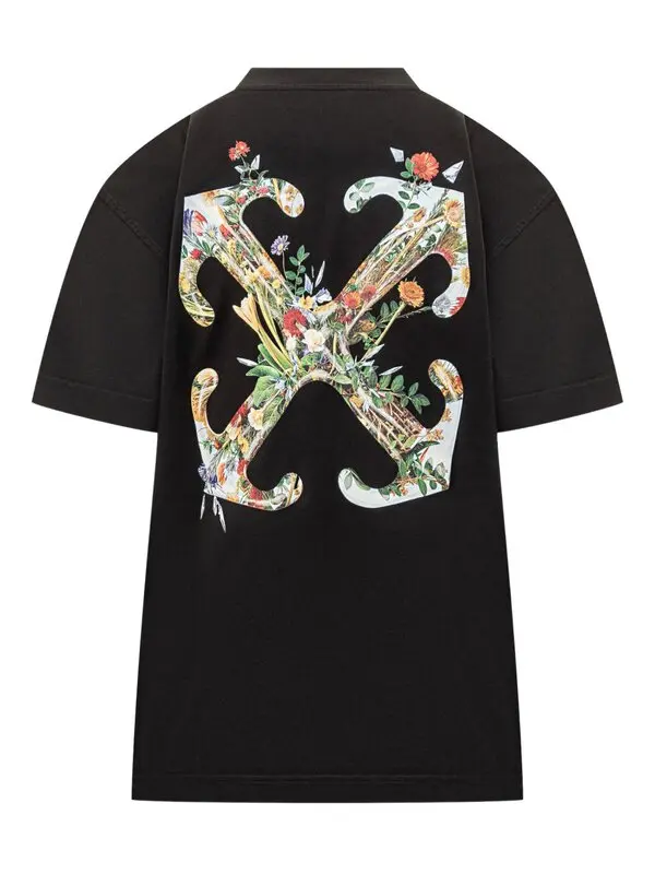 Off-White Arrow Glass Flower Cotton T-shirt - Multicolor