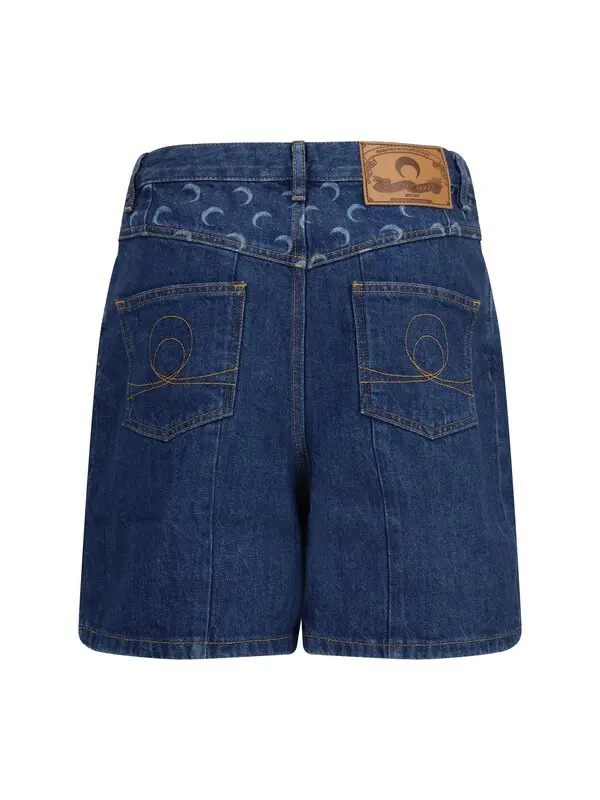 MARINE SERRE High-waisted Denim Shorts - Blue