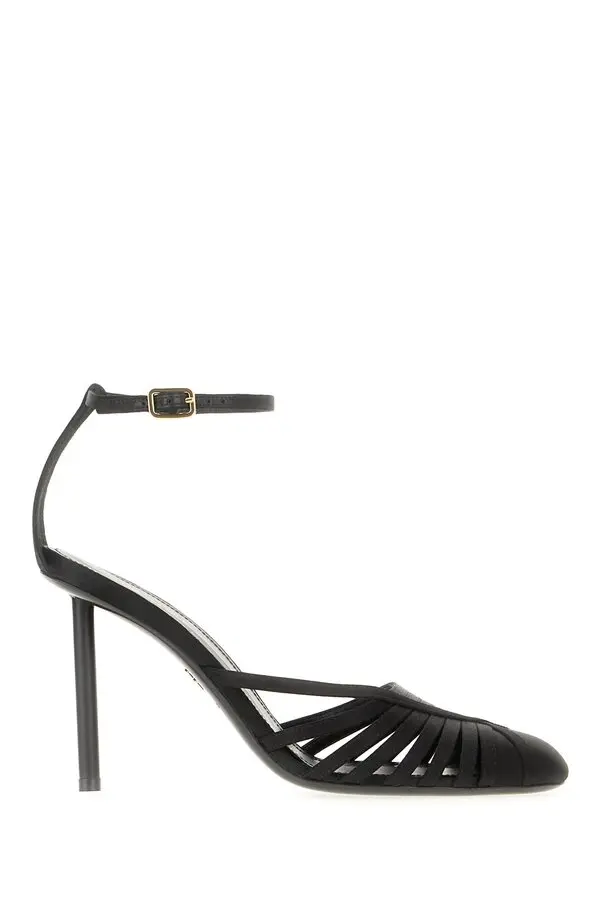 FERRAGAMO Black Fabric Strappy High Heel Pumps