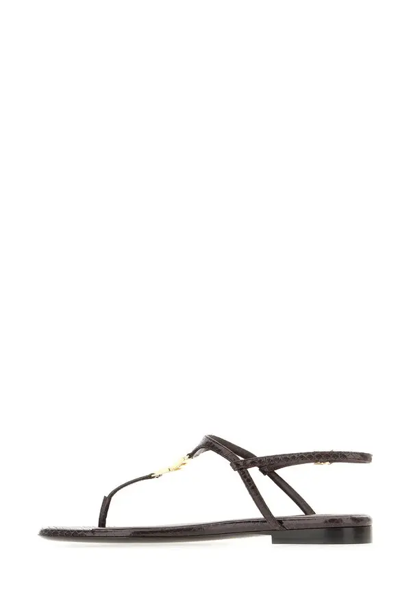 Fendi T-bar Sandals With Gold Tone Detailing