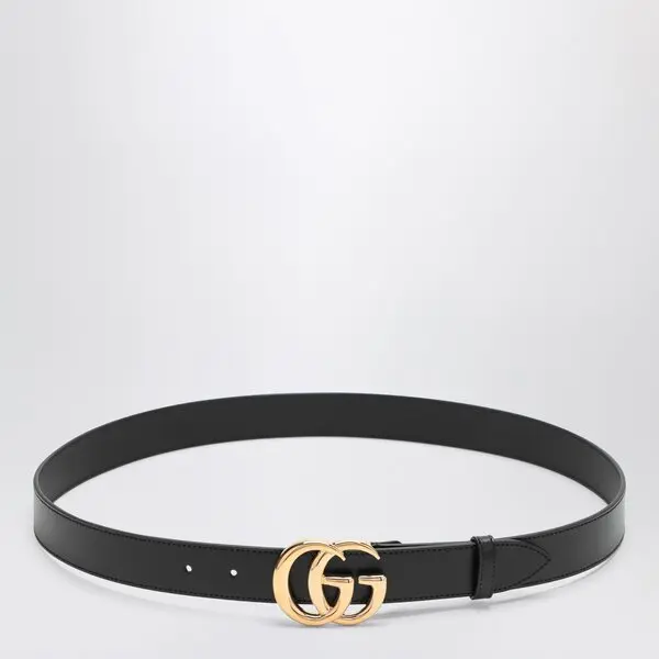 Gucci Gg Marmont Belt With Glossy Buckle - Black
