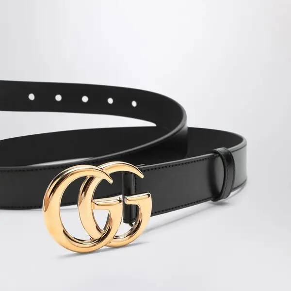 Gucci Gg Marmont Belt With Glossy Buckle - Black