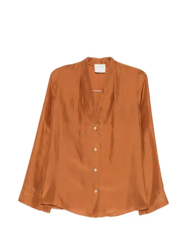 FORTE_FORTE Silk V-neck Shirt - Multicolor
