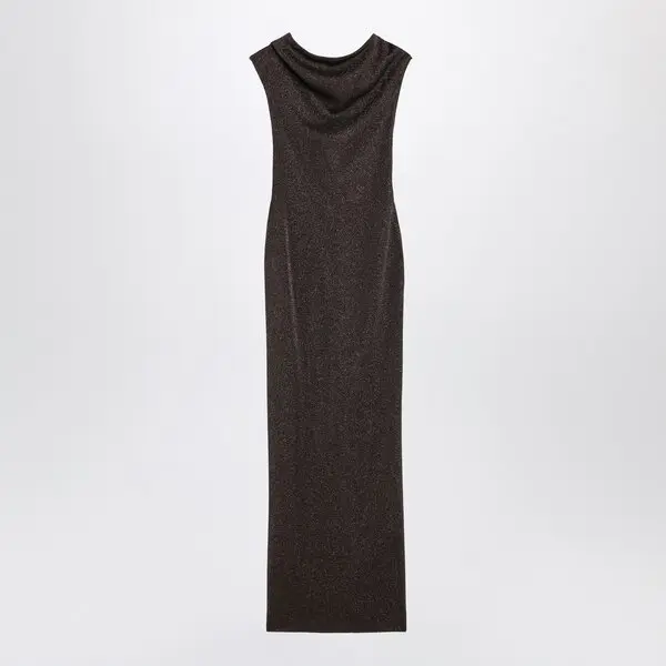 Max Mara Sleeveless Viscose And Lurex Yarn Maxi Dress - Brown