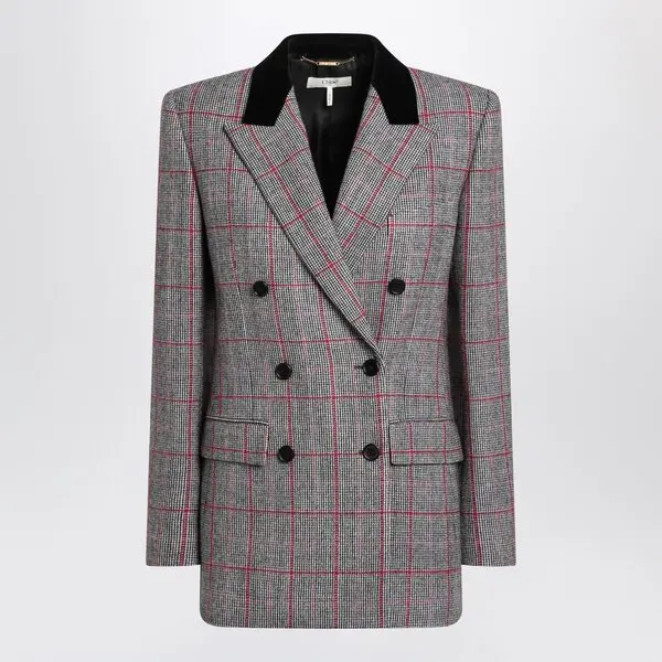 Chloé Black/white Checkered Wool Double-breasted Blazer