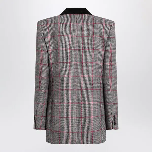 Chloé Black/white Checkered Wool Double-breasted Blazer