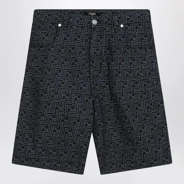 Fendi Jacquard Ff Denim Shorts