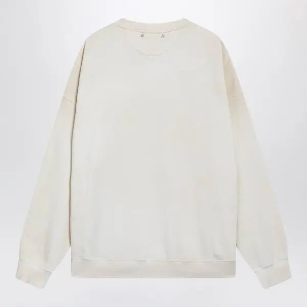 GOLDEN GOOSE Crewneck Sweatshirt With Patches And Distressed Effect - White