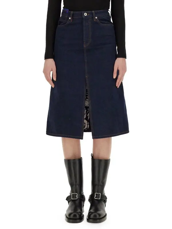 Burberry Denim Midi Skirt - Blue
