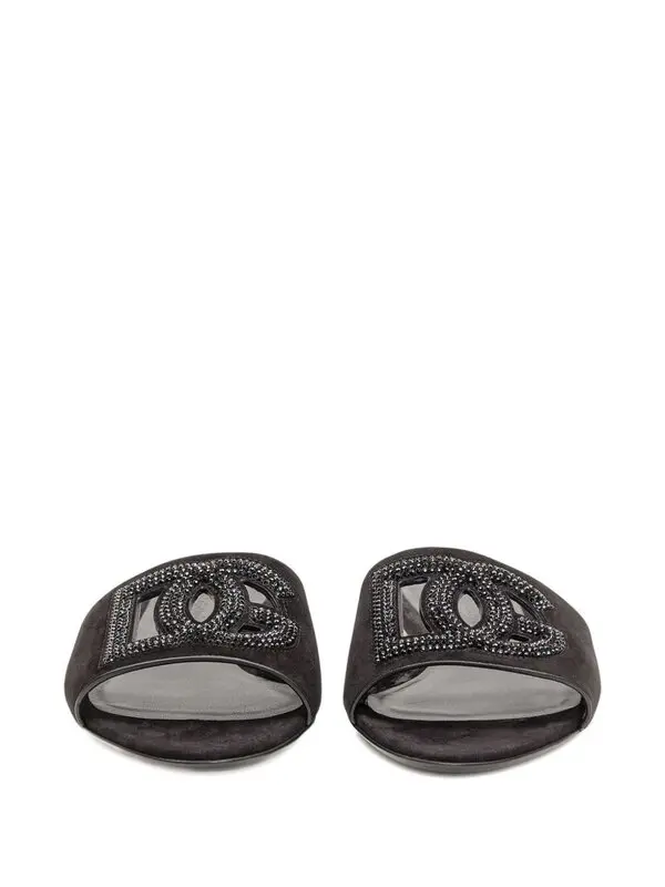 Dolce & Gabbana Dg Logo Embellished Suede Flat Sandals - Multicolor