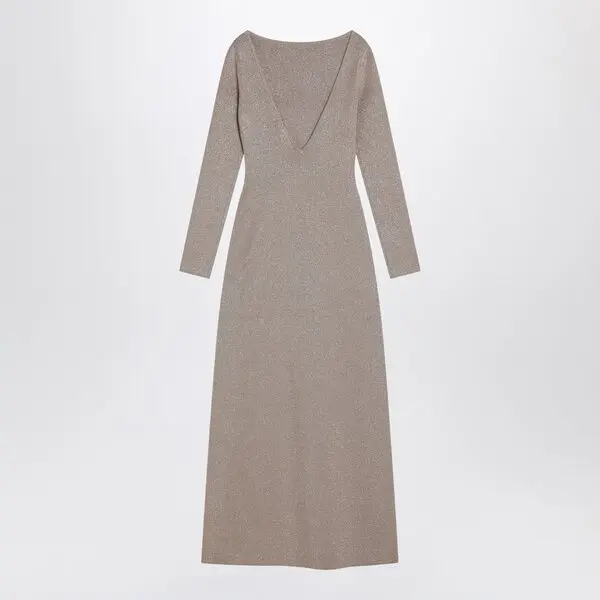 Max Mara Viscose And Lurex Yarn Long Dress - Cream