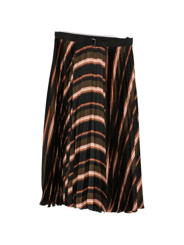 Sacai Striped Pleated Midi Skirt