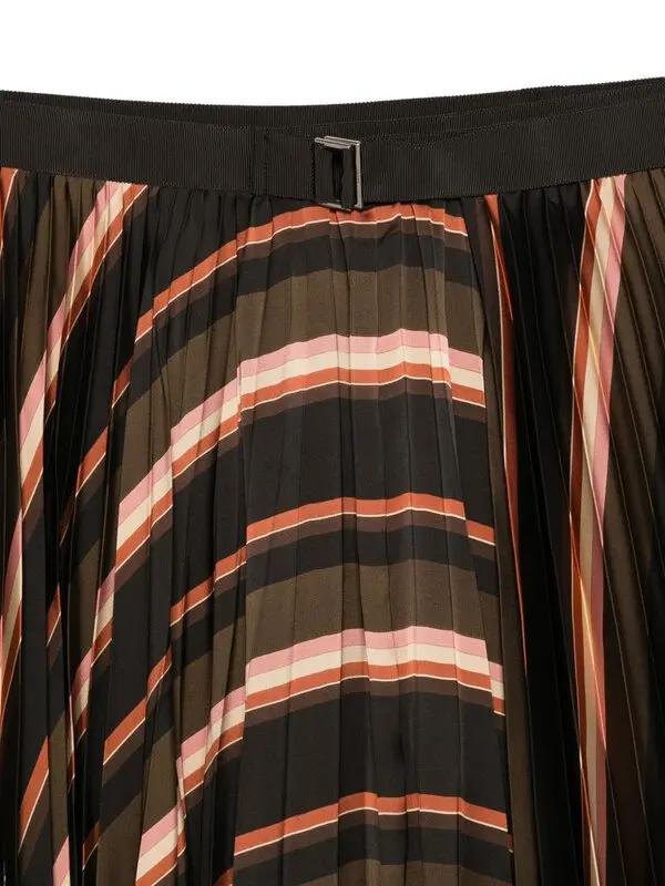 Sacai Striped Pleated Midi Skirt
