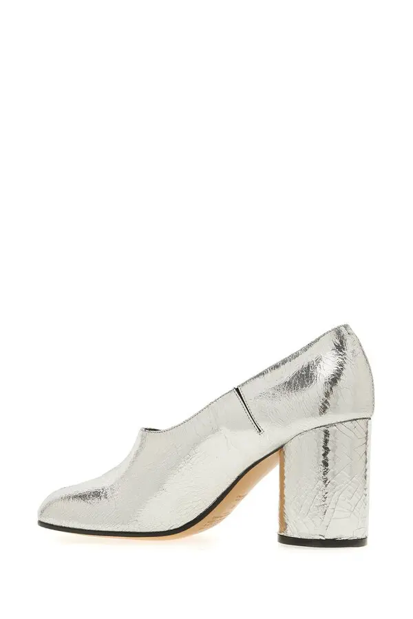 MAISON MARGIELA Silver Metallic Block Heel Pumps
