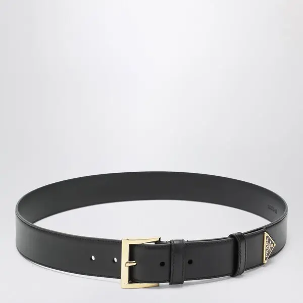 Prada Leather Belt With Triangle Logo - Black